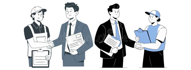 Vector Illustration of Two People Engaged in a Business Transaction or ...