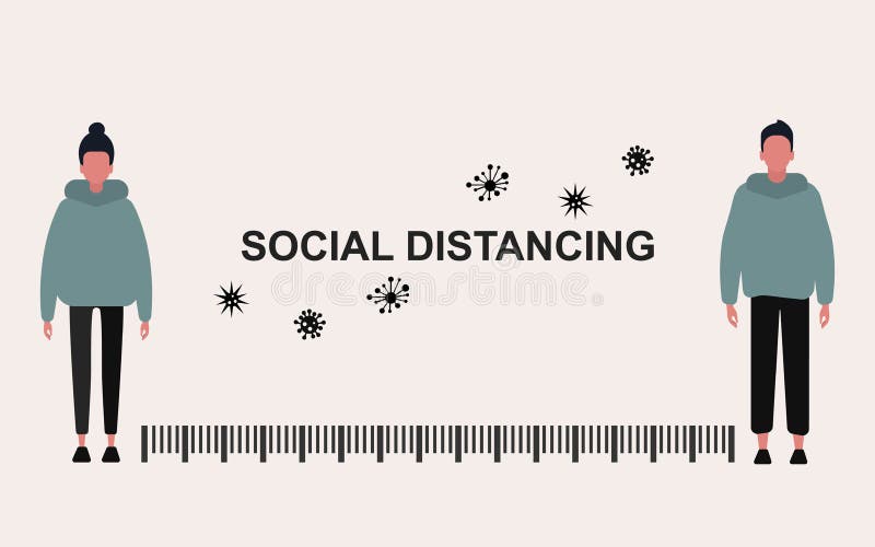 Vector Illustration of Two People Keeping Safe Distance Stock Vector ...