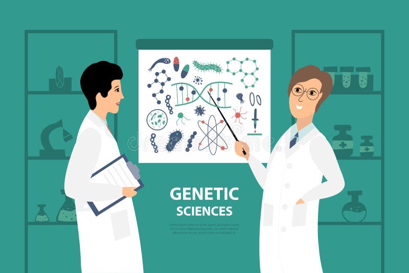 Vector Illustration with Two Scientists in the Laboratory. Stock Vector ...