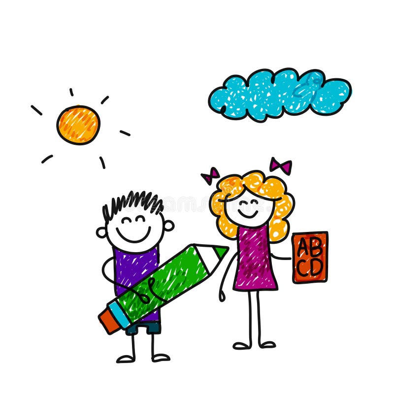 Vector Illustration of Two Students Stock Vector - Illustration of ...