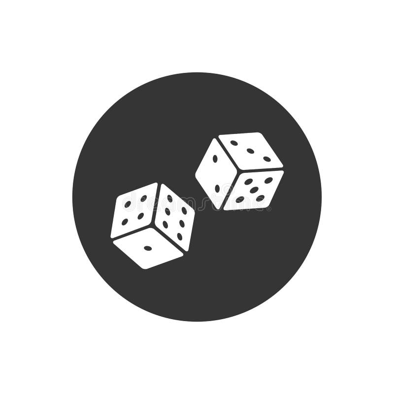 Vector Illustration of Two White Dice Icon in Modern Flat Style Stock ...