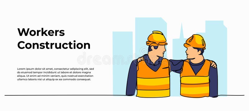 Vector Illustration of Two Young Construction Workers Stock Vector ...