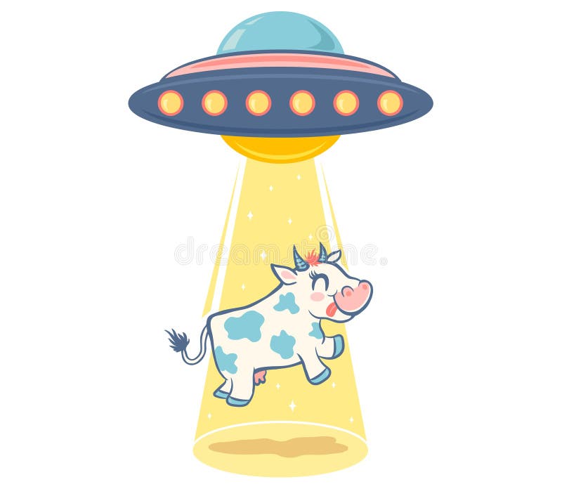 Ufo and cow stock vector. Illustration of futuristic - 151398906