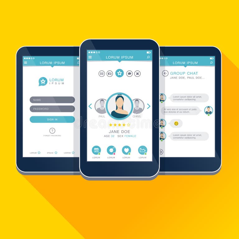 Vector Illustration UI, UX, GUI Concept Mobile App Design Screens Stock ...