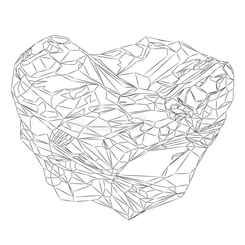 Line Art of Natural Rough Diamond Stock Vector - Illustration of facets ...