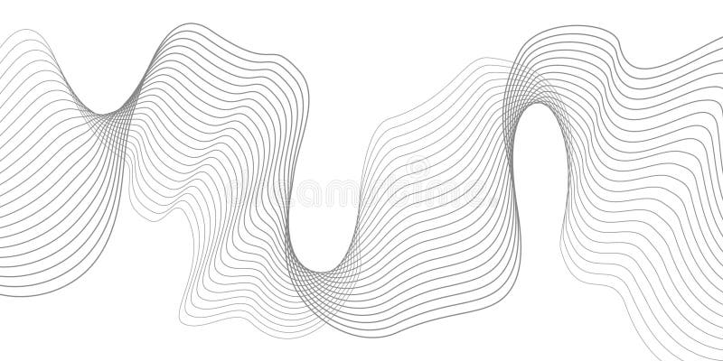 Vector Illustration. Undulate Grey Wave Swirl, Frequency Sound Wave ...
