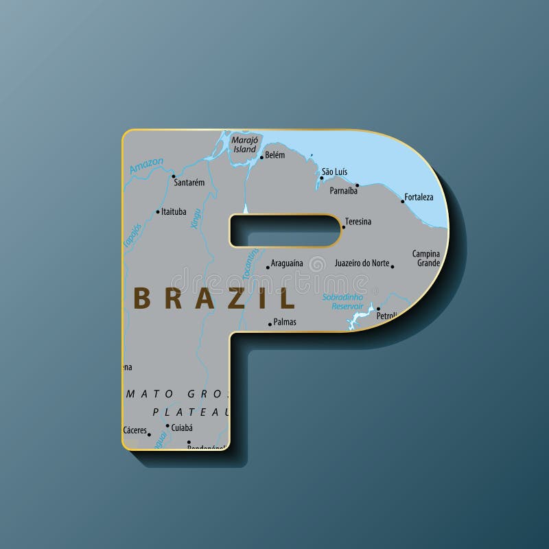 Vector Illustration of Uppercase Letter P with Map To Use Monograms ...