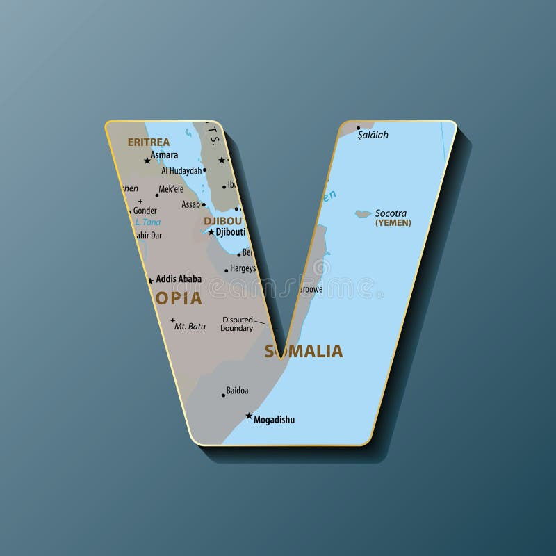Vector Illustration of Uppercase Letter V with Map To Use Monograms ...