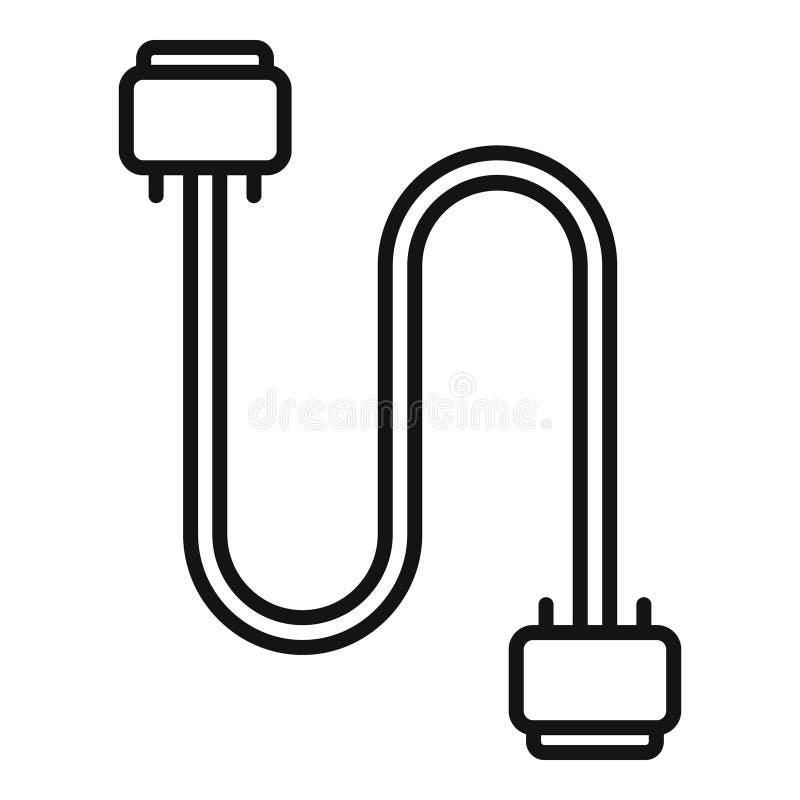 Black and White Line Art of a Usb Cable Stock Vector - Illustration of ...
