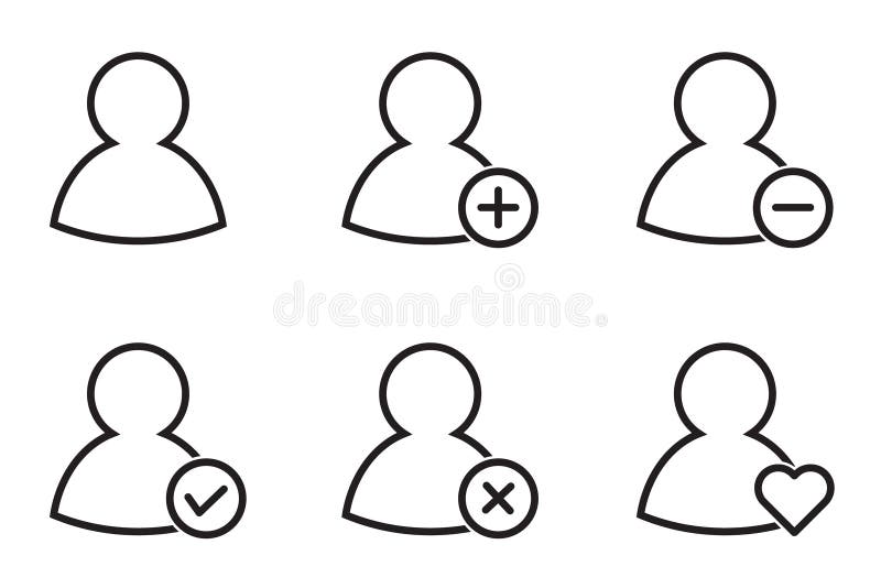 Vector Illustration of User Icon Set Design with Black Line Style ...