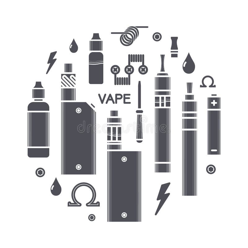 Vector Illustration of Vape Icons Stock Vector - Illustration of print ...