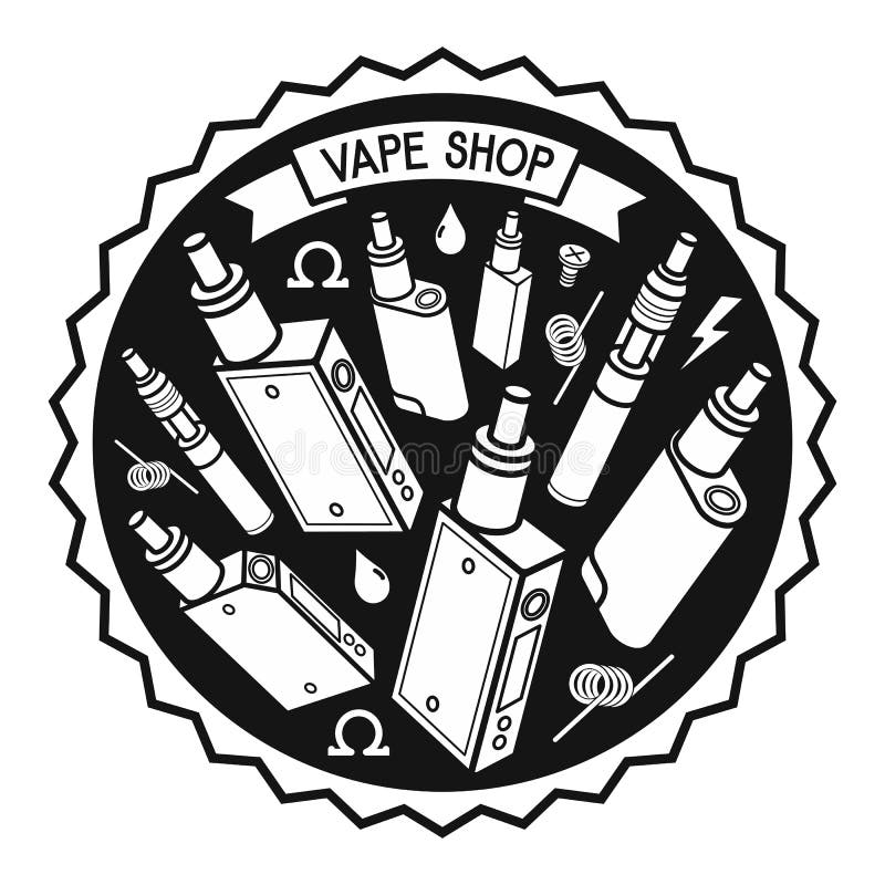 Vape Shop Logo. Icons E-cigarette and Accessories Stock Vector ...