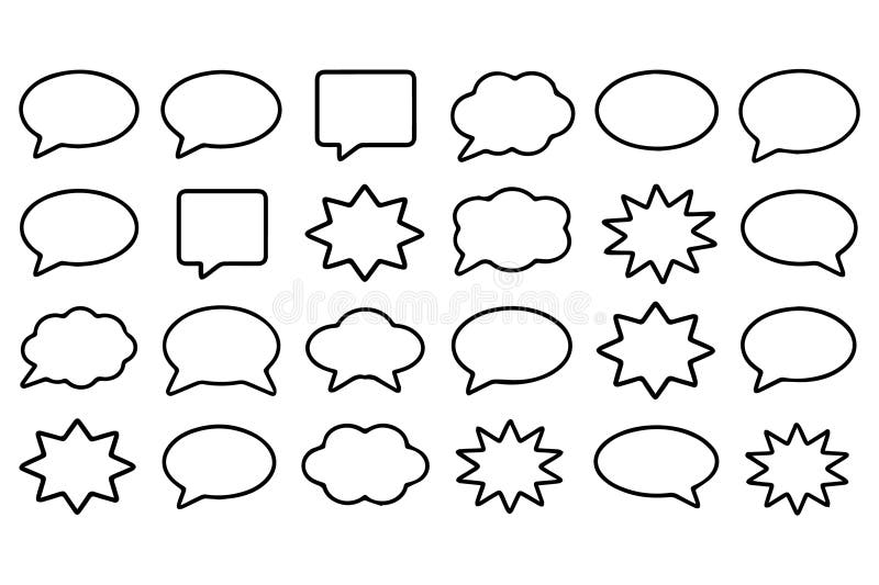 Vector Illustration of Variety Speech and Thought Bubble Shapes. Stock ...