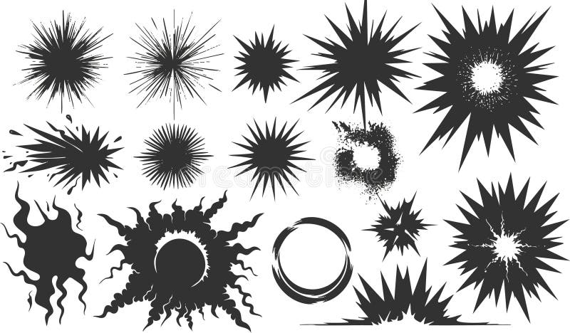 Vector Illustration of Various Black and White Abstract Explosion ...