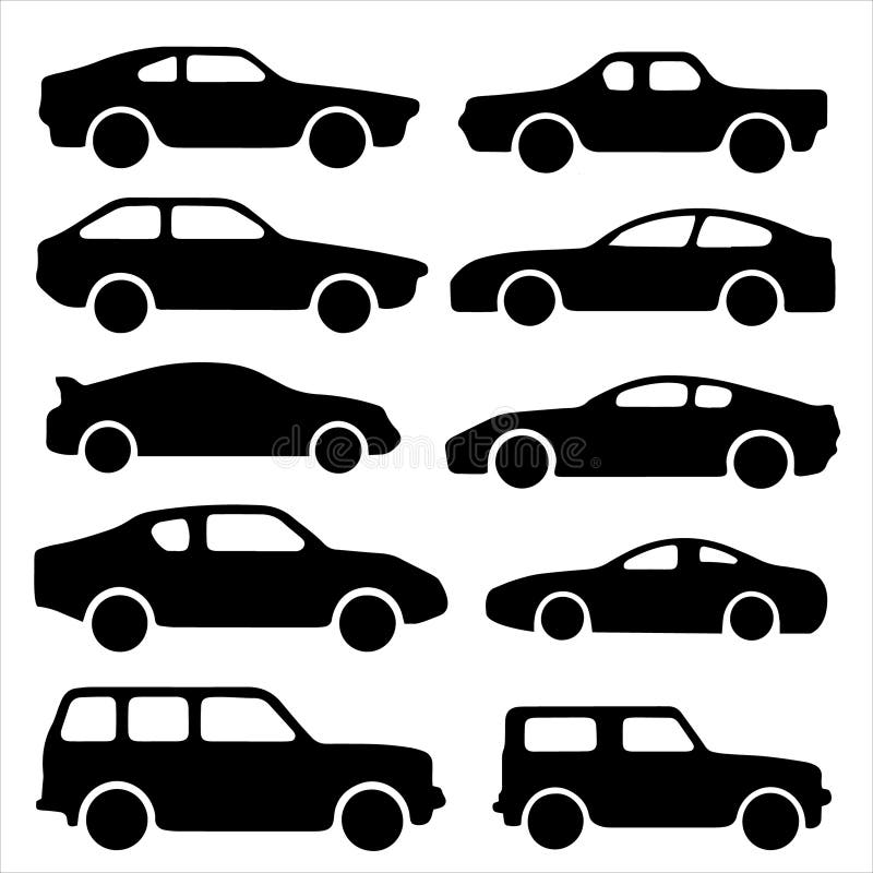 Vector Illustration of Various Car Silhouettes Stock Vector ...