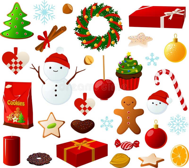 Vector Illustration of Various Christmas Items Stock Vector ...