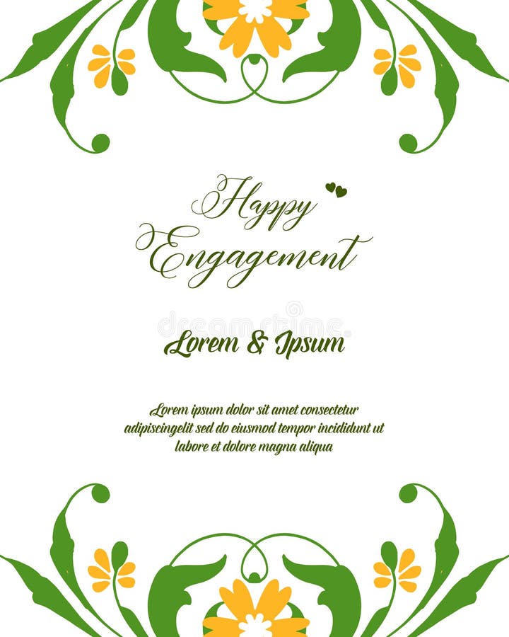 Vector Illustration Various Decoration Happy Engagement with Floral ...