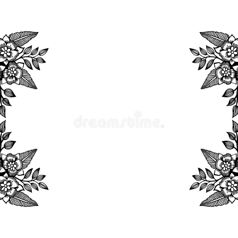 Vector Illustration Various Drawing of Flower Frame for Greeting Card ...