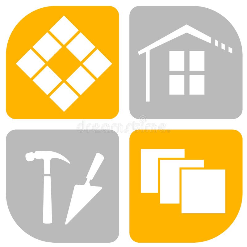 Abstract Tiler Service Vector Illustration with Various Elements of the ...