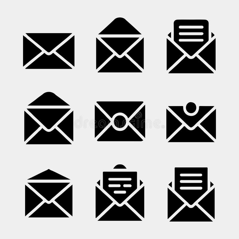 Vector Illustration of Various Email Envelopes Stock Vector ...