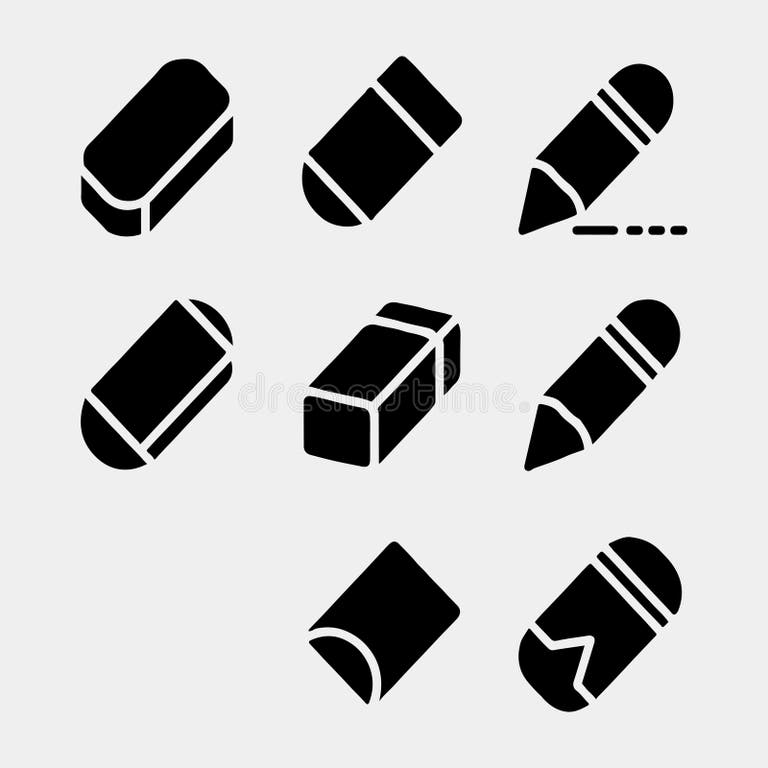 Vector Illustration of Various Erasers and Pencils Stock Vector ...