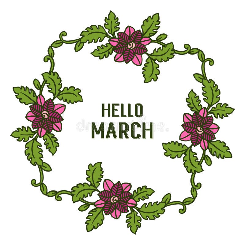 Vector Illustration Various Flower Frame for Banner Hello March Stock ...