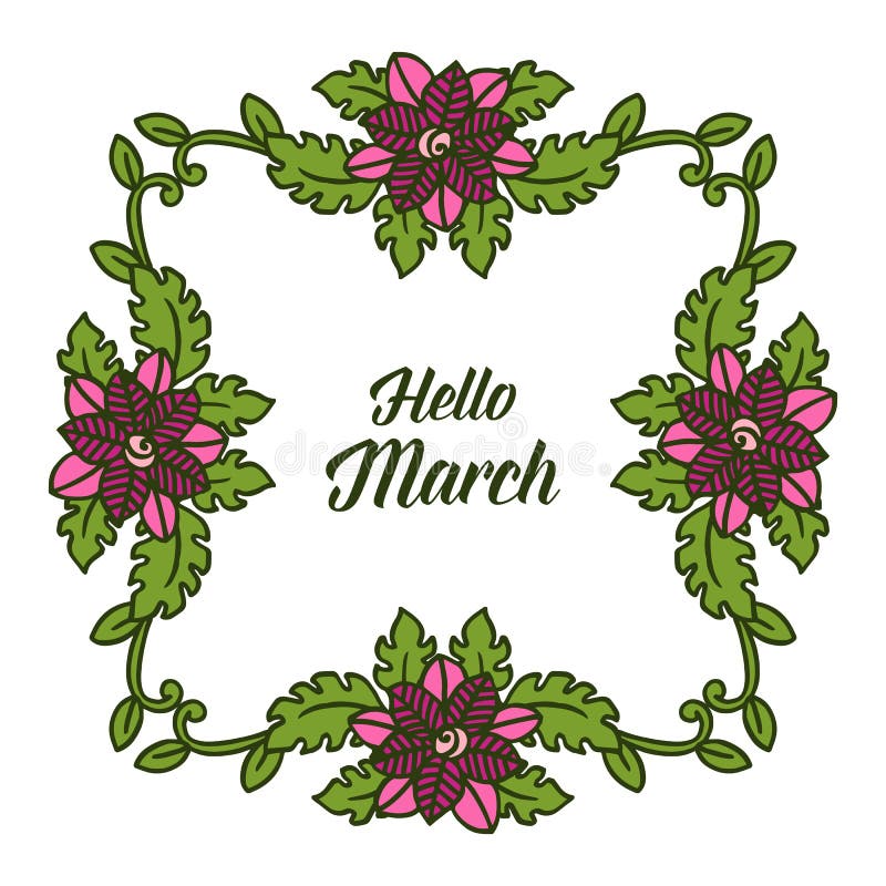 Vector Illustration Various Flower Frame for Banner Hello March Stock ...