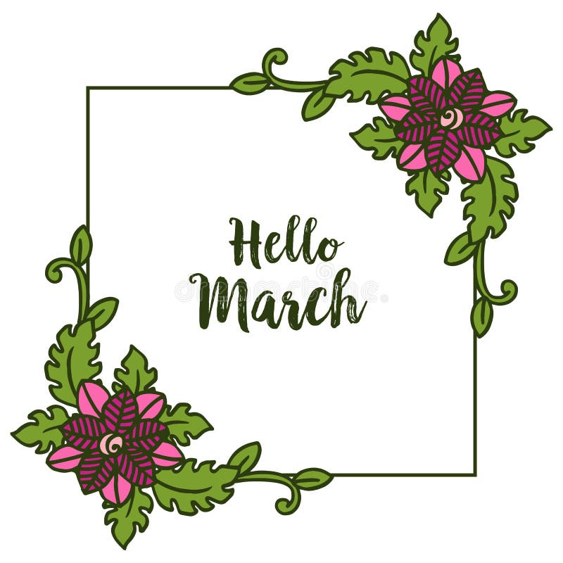 Vector Illustration Various Flower Frame for Banner Hello March Stock ...