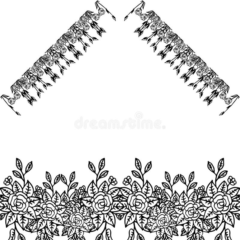 Vector Illustration Various Flower Frame with Drawing Design Stock ...