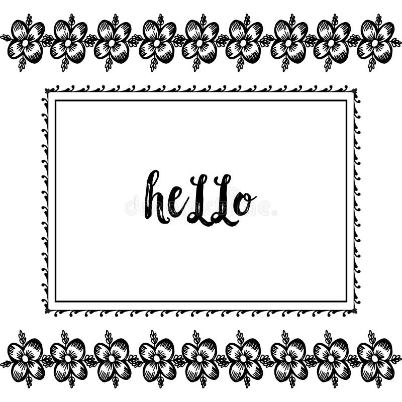 Vector Illustration Various Flower Frame with Lettering Hello Stock ...