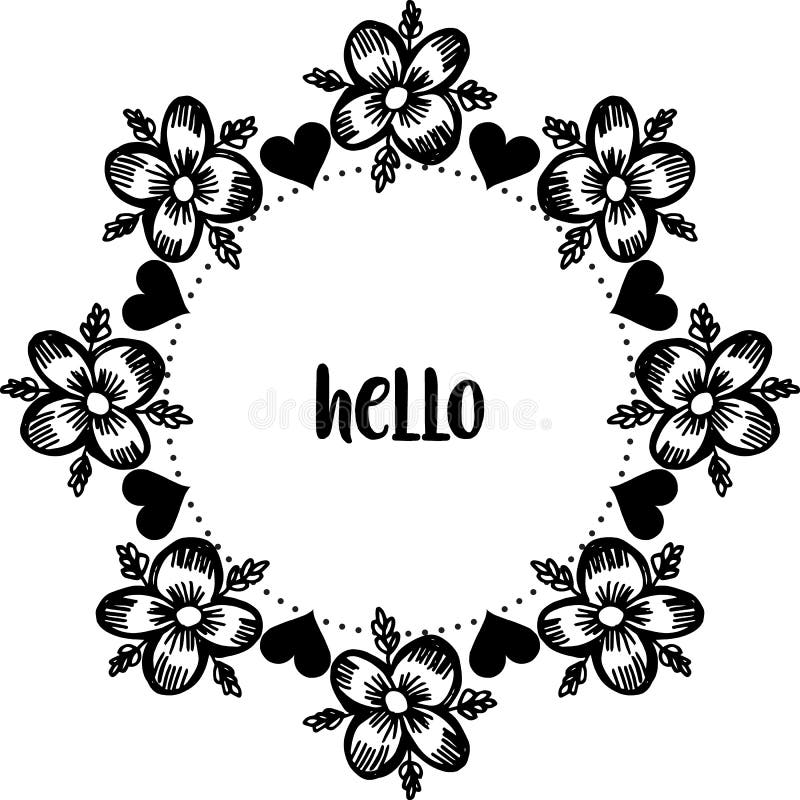 Vector Illustration Various Flower Frame with Lettering Hello Stock ...