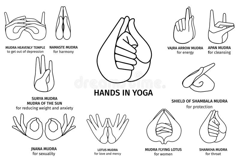 Element Yoga Shield of Shambala Mudra Hands. Vector Illustration on a ...