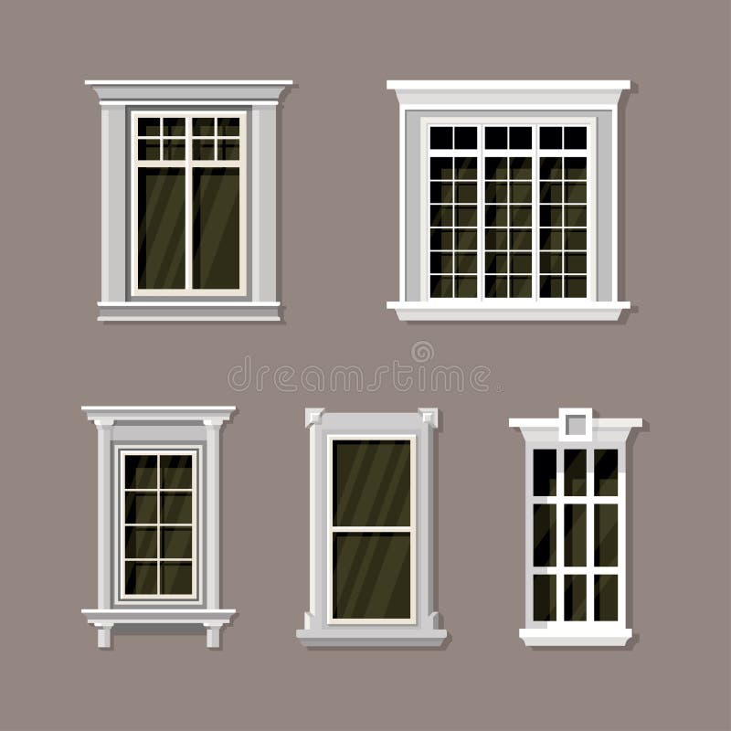 Vector Illustration of Various House Window Designs Set Stock Vector ...