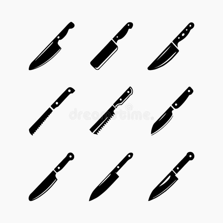 Vector Illustration of Various Kitchen Knives Stock Illustration ...