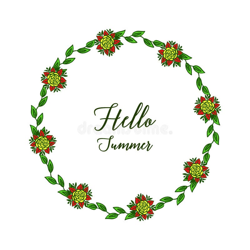 Vector Illustration Various Pattern Green Leafy Floral Frame with ...