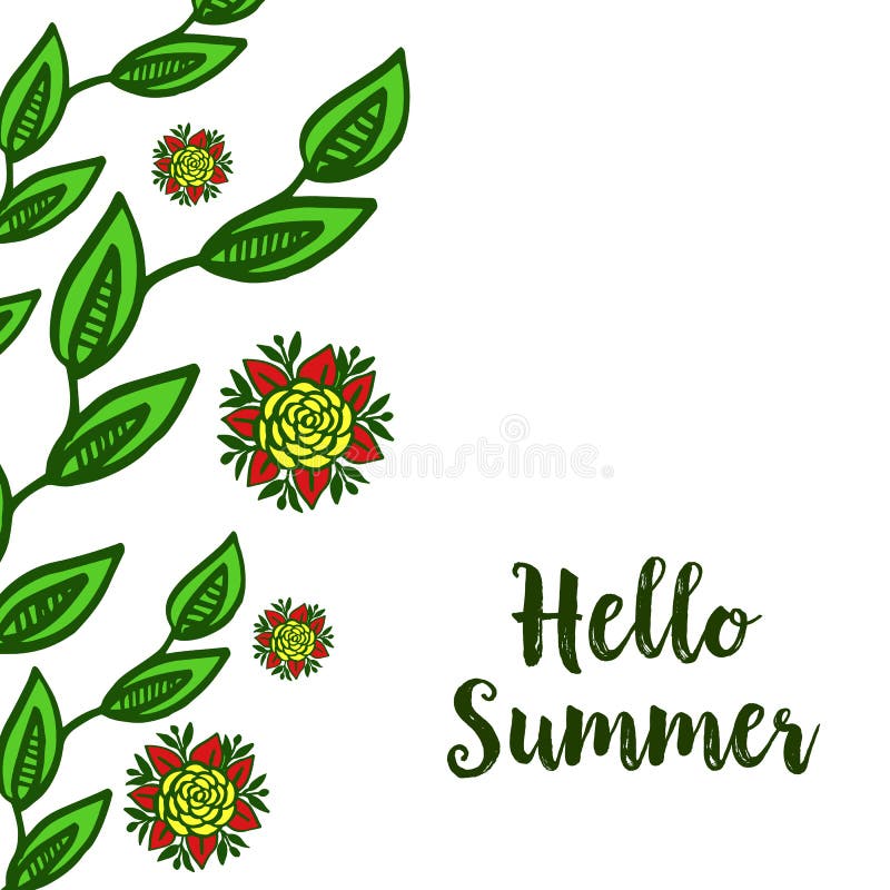Vector Illustration Various Pattern Green Leafy Floral Frame with ...