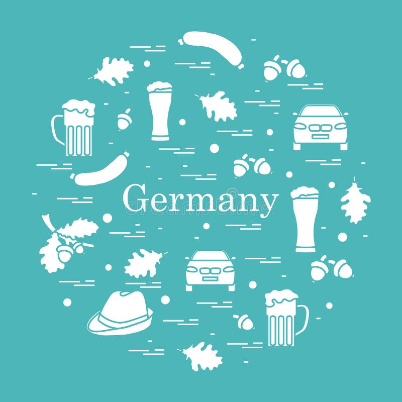 Vector Illustration with Various Symbols of Germany Arranged in Stock ...