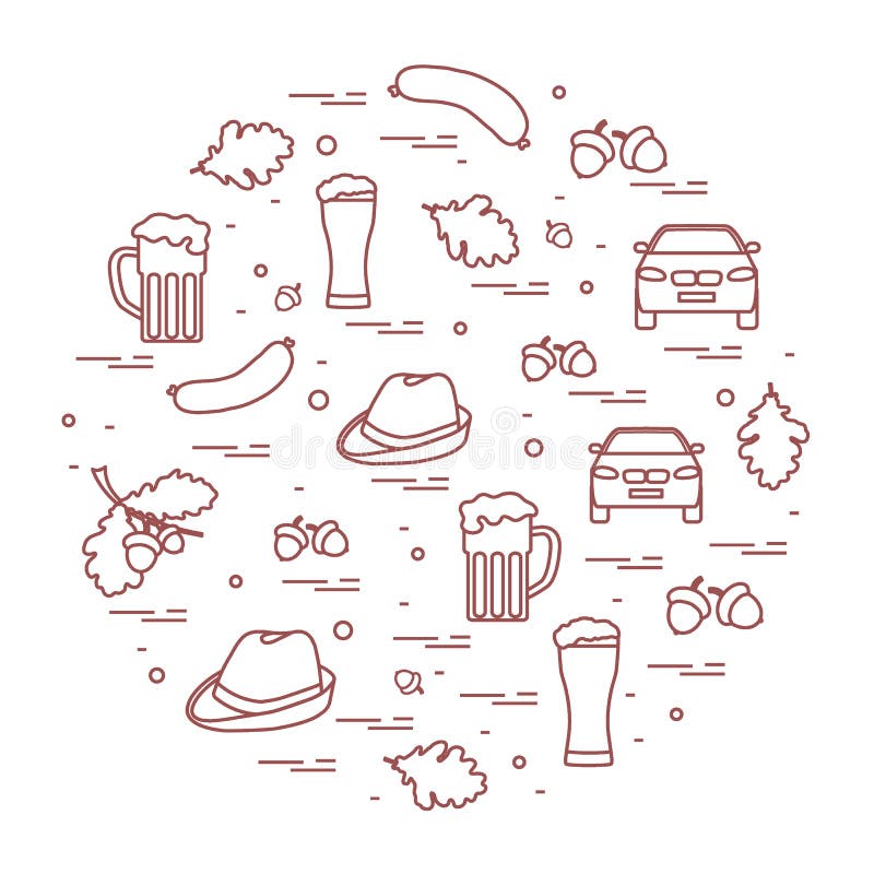 Vector Illustration with Various Symbols of Germany Arranged in Stock ...