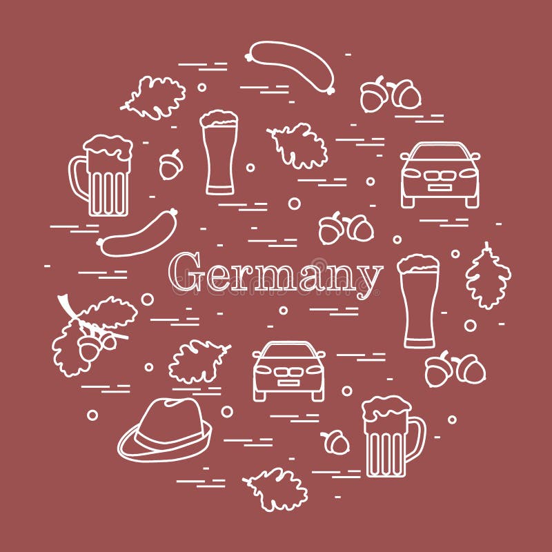 Vector Illustration with Various Symbols of Germany Arranged in Stock ...