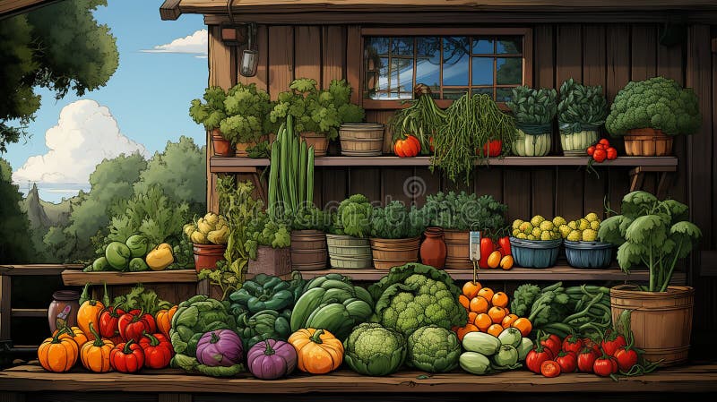 Vector Illustration of a Vegetable Store Stock Illustration ...
