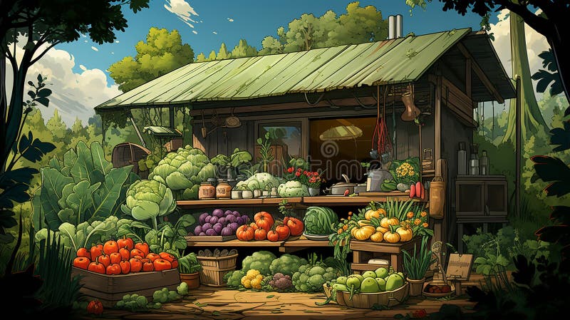 Vector Illustration of a Vegetable Store Stock Illustration ...