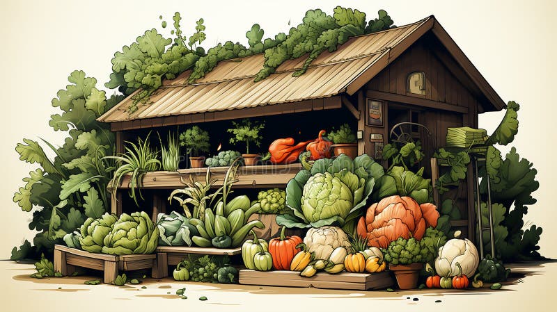 Vector Illustration of a Vegetable Store Stock Illustration ...