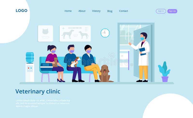 Vector Illustration of Veterinary Clinic with Inscriptions and Buttons ...