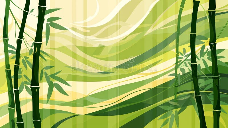 Vector Illustration of Vibrant Bamboo Forest with Abstract Green and ...