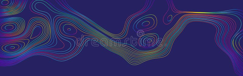 Abstract Vector Illustration of Colorful Contour Lines on a Dark ...