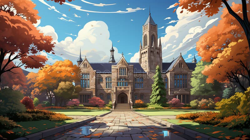 Vector Illustration of Village School Stock Image - Image of ...