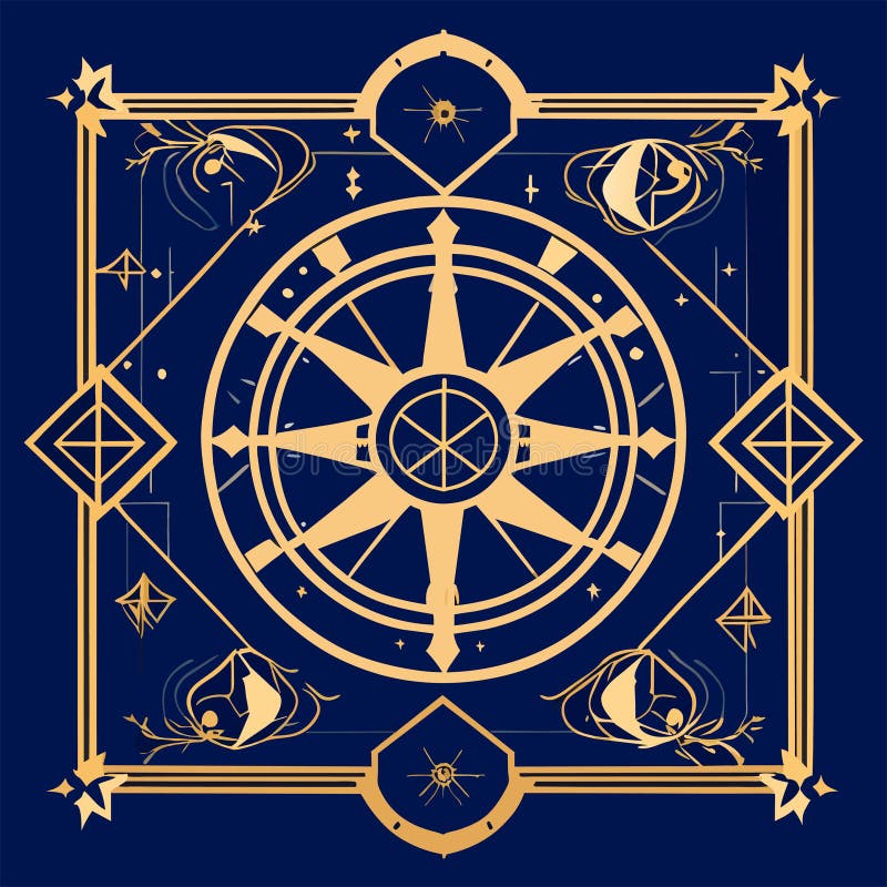 Vector Illustration of a Vintage Compass on a Dark Blue Background. EPS ...