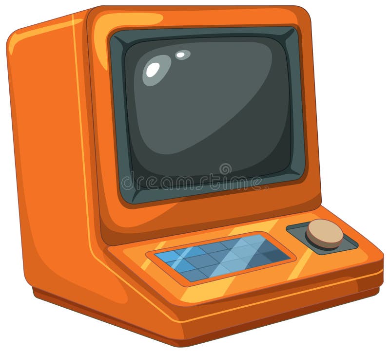 A vintage orange computer stock vector. Illustration of classic - 314348795