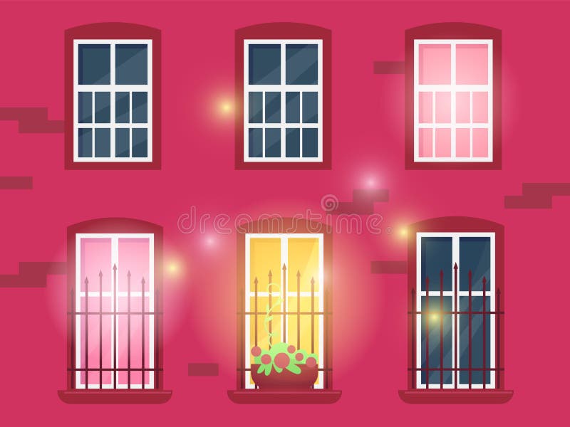 Vector Illustration of Vintage Windows in Modern Style Stock Vector ...