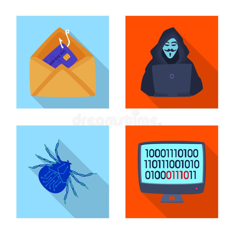Vector Design of Virus and Secure Logo. Set of Virus and Cyber Stock ...